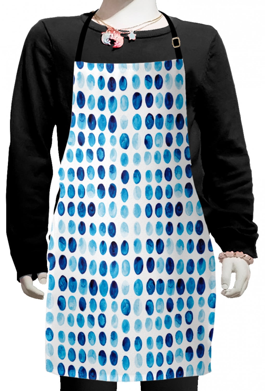Blue Kids Apron, Retro Hand Drawn Circles Rounds Color Cells Painted ...