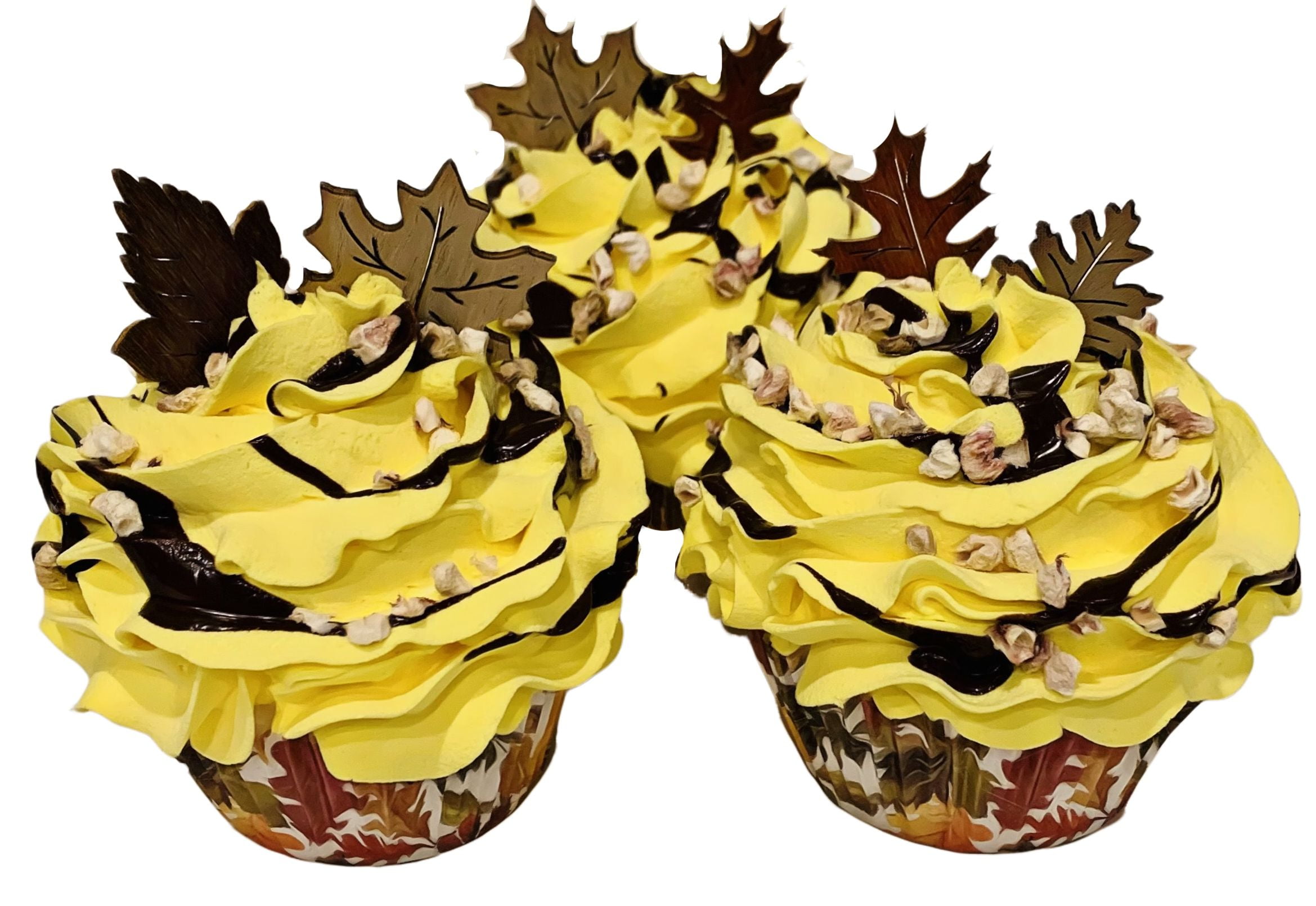 DEZICAKES Fake Fall Cupcakes Autumn Leaves Yellow Cupcakes Prop ...