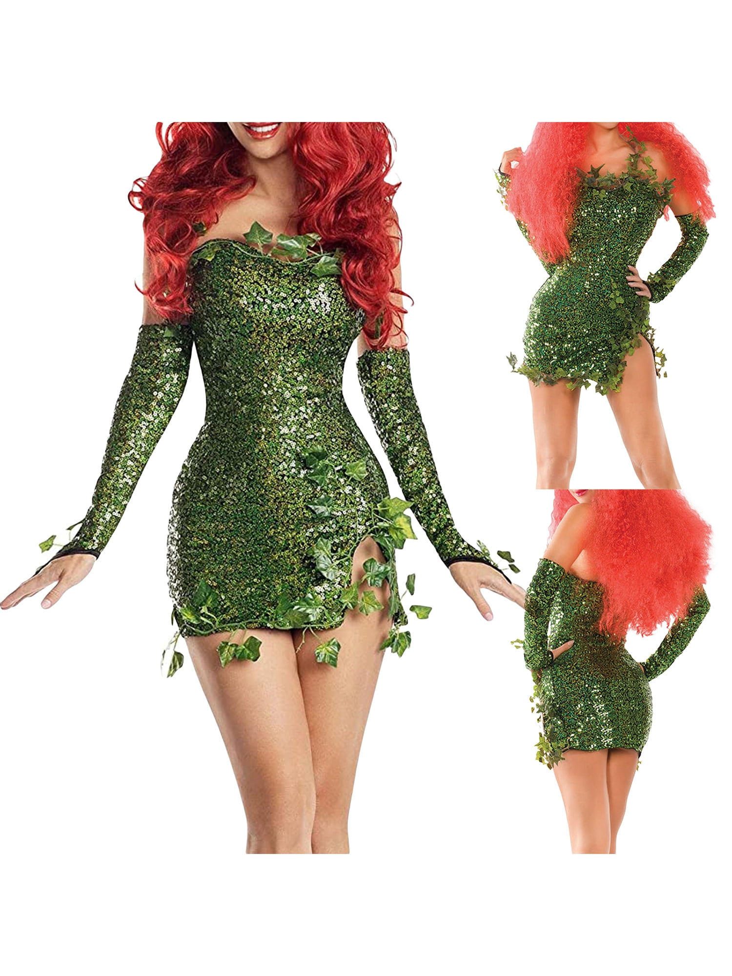 Women's Glitter Sequins Tube Mini Dress Halloween Cosplay Sexy Sparkle ...