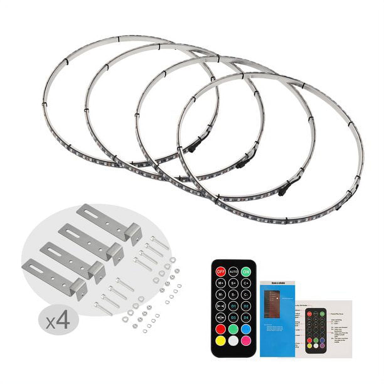 4x 15.5" LED Wheel Ring Lights IP68 RGB Color Changing Chasing Turn ...