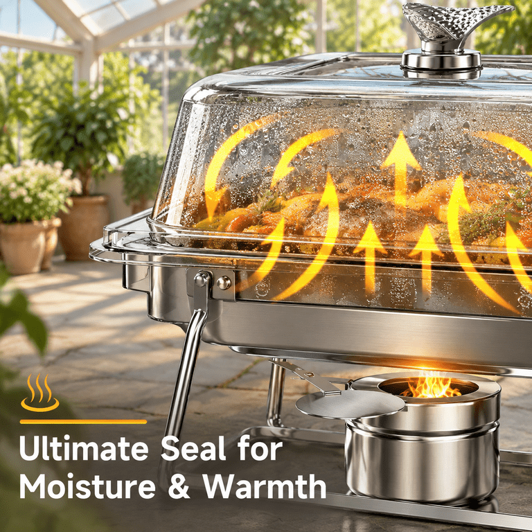 White 4 Pack 5qt Square Stainless Steel Chafing Dishes for Buffet Home ...