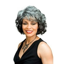 Foxy Silver, Synthetic Full Wig Helena, Medium Curly, 1B Color ...