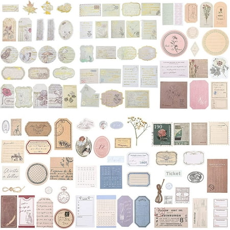 200 Pieces Vintage Scrapbook Stamp Sticker Aged Antique Sticker ...