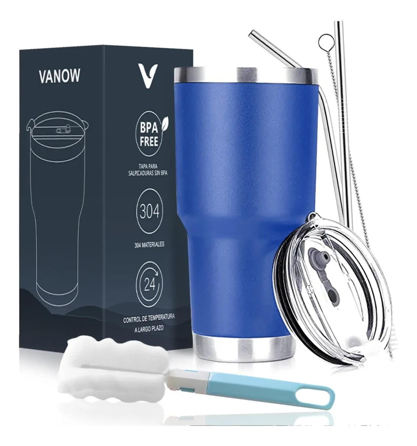 Termo Acero Inoxidable Vanow 30oz Popote+Cepillo Azul azul 30 oz ...