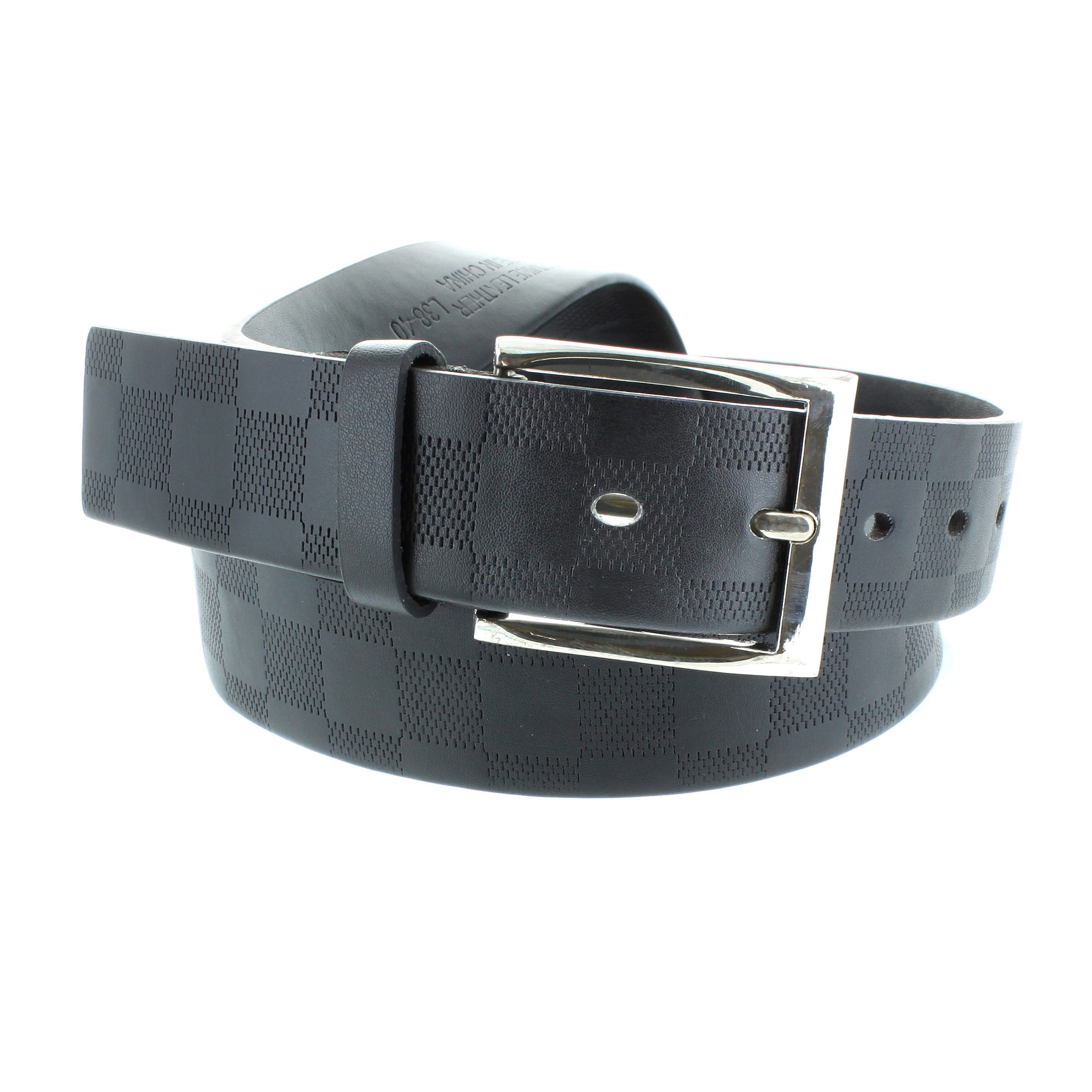 Faddism Men's Genuine Leather Checker Pattern Belt Large Size - Walmart.com