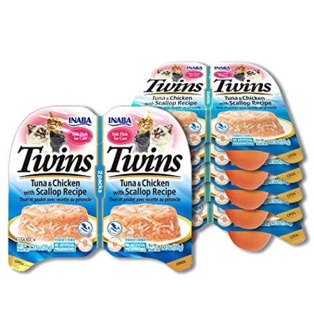 INABA Twins for Cats, Grain-Free Shredded Chicken & Broth Gelée Side ...