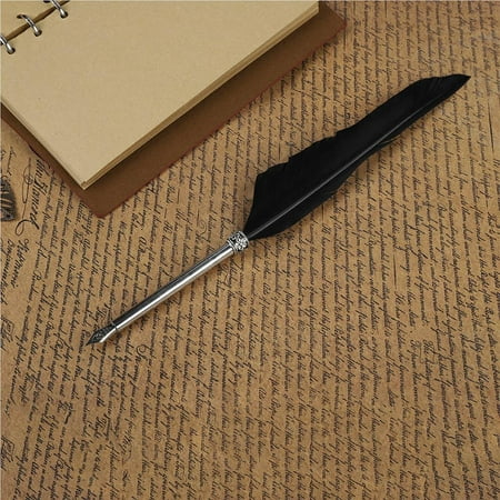 Retro Leather Notebook + Fountain Pen Feather Dip Luxury Fountain Pen ...