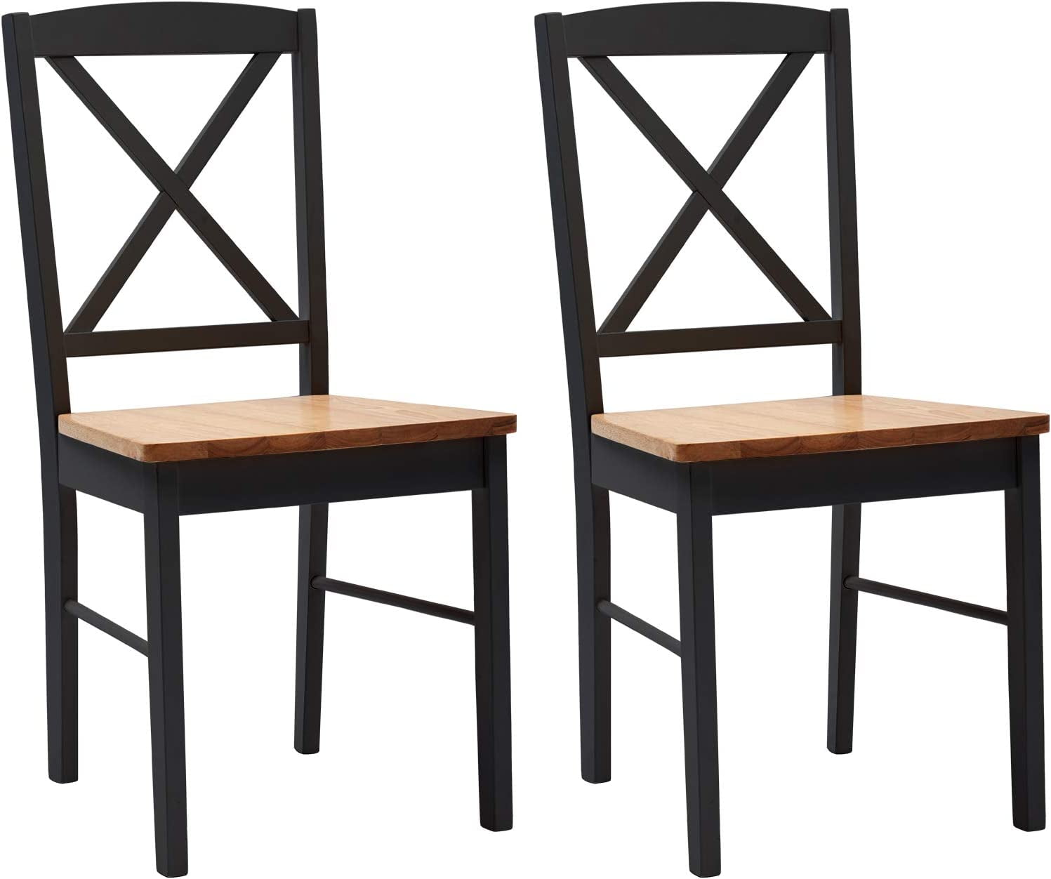 Duhome Dining Chairs Set of 2 Rubberwood Dining Room Chairs with Cross ...
