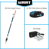 HART 20V Pole Hedge Trimmer Kit, (1) 2.0 Ah Lithium-Ion Battery ...