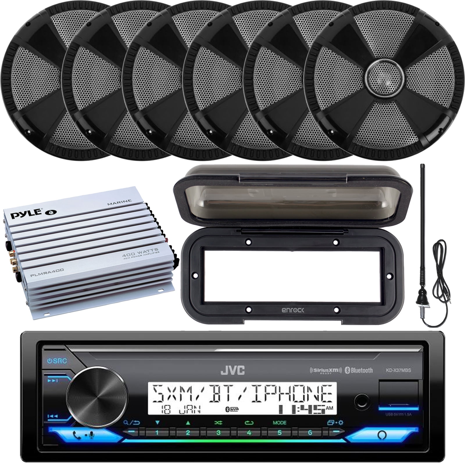 Marine Digital Media USB AUX Bluetooth SiriusXM Ready Stereo Receiver w ...