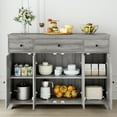 Homfa 47'' Buffet Cabinet, Gray Sideboard with 3 Drawers, Modern Coffee Bar for Kitchen Dining ...