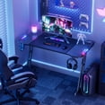 Huracan 47 inch Gaming Desk with LED Lights Z Shaped Gaming Table ...