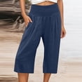 Bainana Women'S Fashionable Wide Leg Capri Pants Solid Color Elastic ...