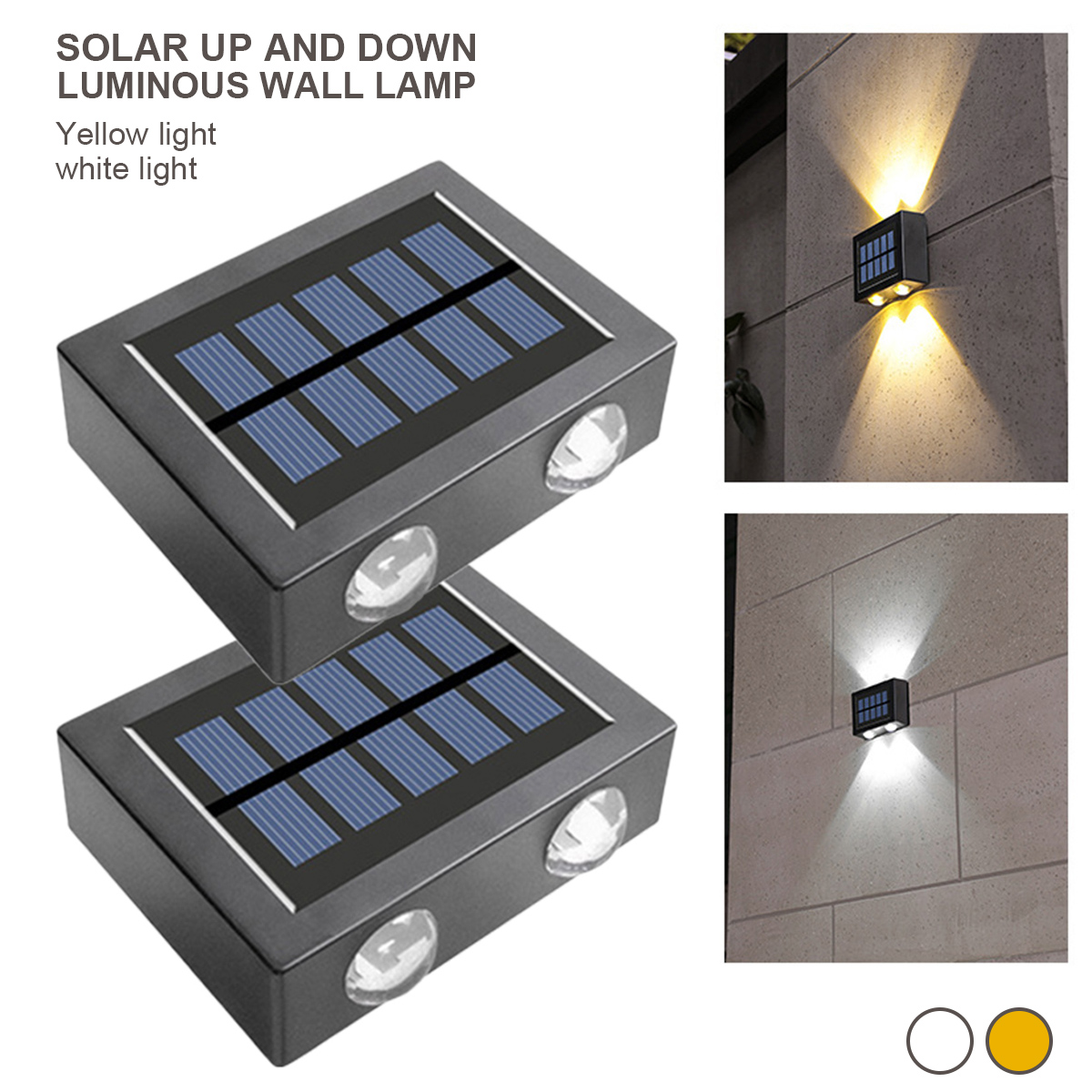 Eummy 2Pcs Up and Down Luminous Wall Sconce Auto On/Off Solar Fence ...