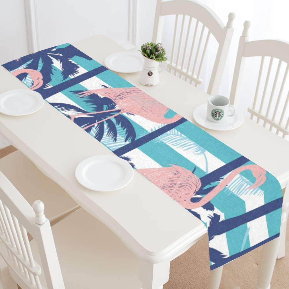 MKHERT Pink Flamingo Table Runner for Kitchen Wedding Party Home Decor ...