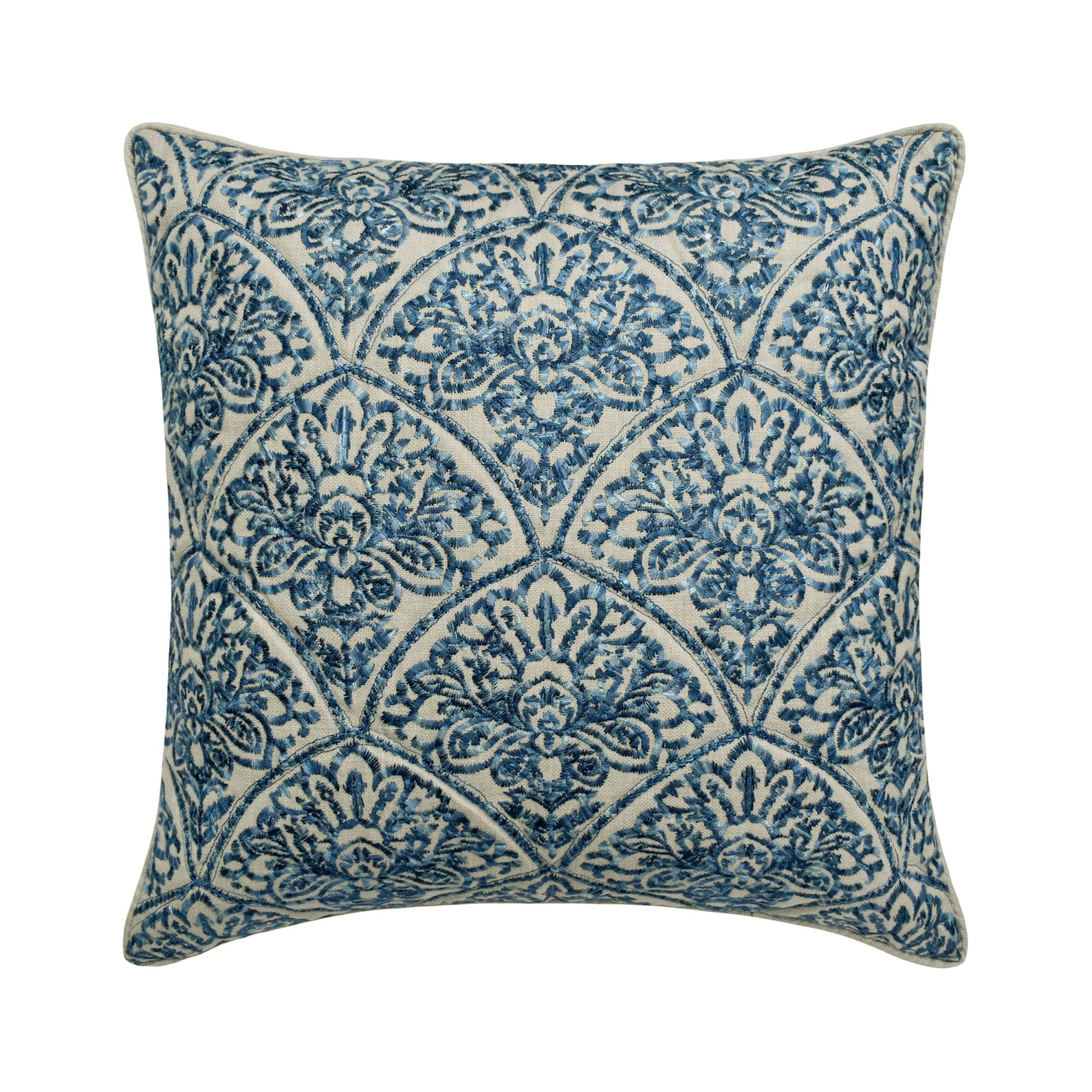 Decorative Blue 16"x16" (40x40 cm) Pillow Covers, Linen Quilted Throw ...