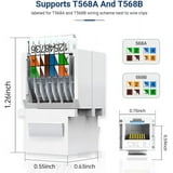 50-Pack Cat6 Tool-Less RJ45 Keystone Jack, No Punch-Down Tool Required ...