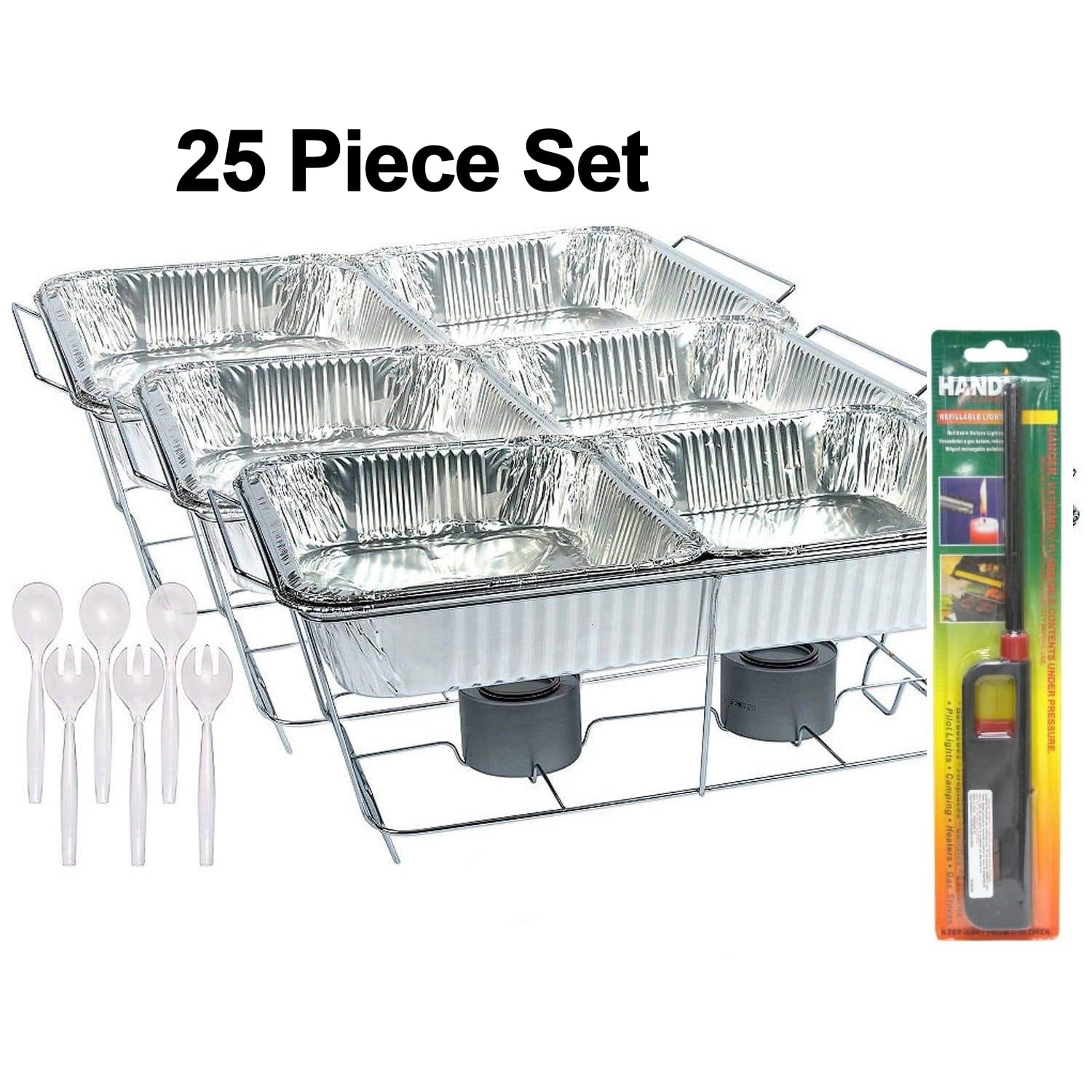 25 Pc Disposable Aluminum Chafing Dish Buffet Party Set WITH HANDY ...