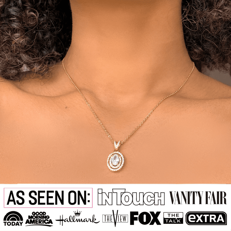 Cate Chloe Zelda 18k White Gold Plated Pendant Necklace with Simulated Diamond Crystal for Women