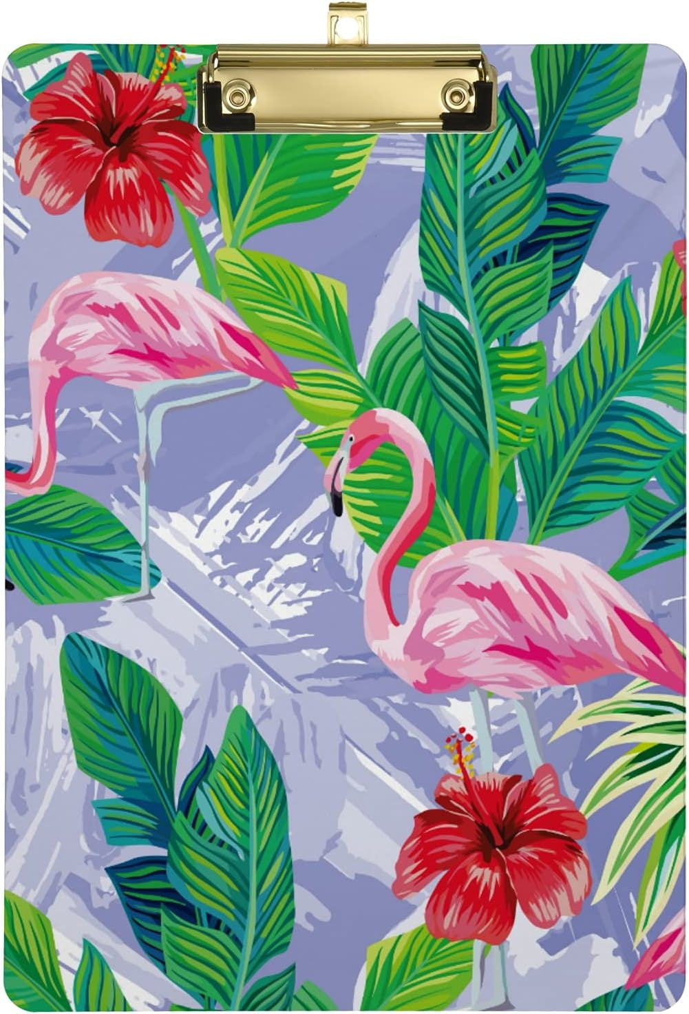 ZHANZZK Pink Flamingo Leaves Blue Clipboard Hardboard Wood Nursing Clip ...