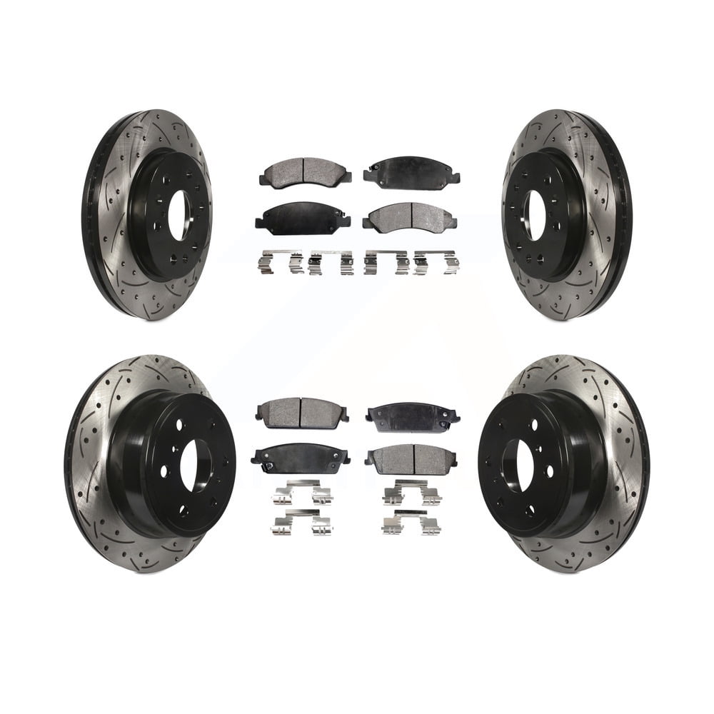 Front Rear Coated Drilled Slotted Disc Brake Rotors And Semi-Metallic ...