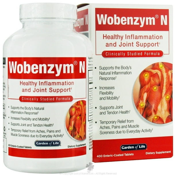 Garden of Life Wobenzym N Inflammation and Joint Support Tablets, 400 ...