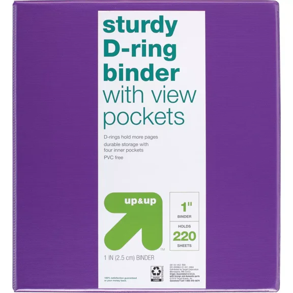 JAM Paper Easy-to-Clean Plastic Binder, 1 inch, 3 Metal Rings, Green, 1 ...