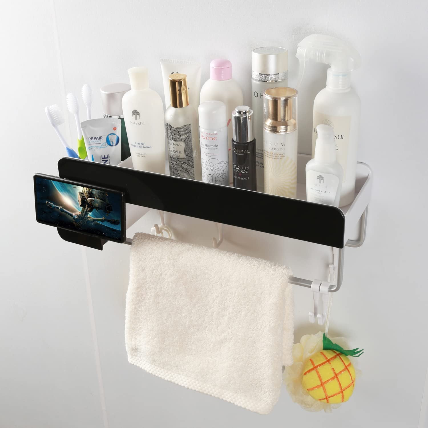 MORNITE Adhesive Bathroom Shelf Shower Caddy Wall Organizers,Restroom ...