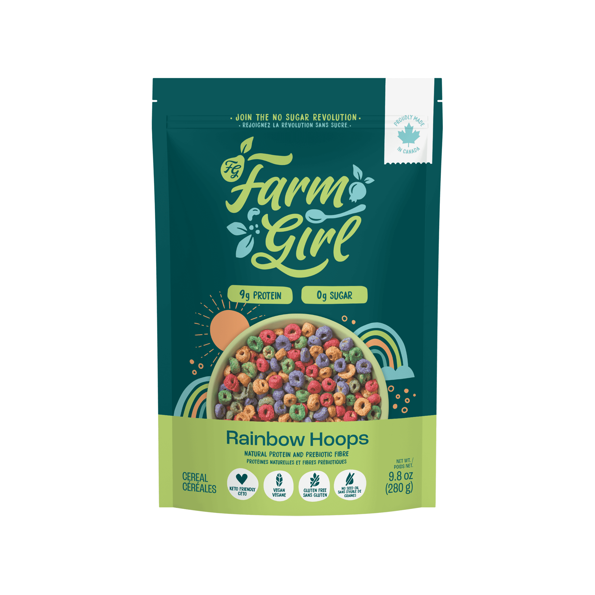 Farm Girl, Rainbow Hoops Cereal, No Sugar Added, 280g, Rainbow Hoops ...