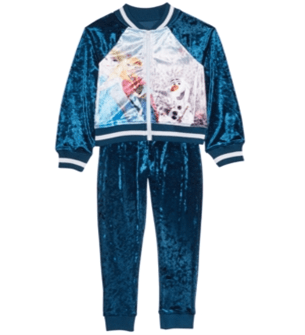 Disney Little Girl's 2 Pc Frozen Velvet Jacket & Jogger Pants Blue Size ...