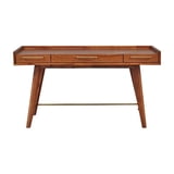 55" 3-drawer Acacia Wood Desk in Walnut - Walmart.com