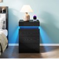 Black MDF Nightstand with Charging Station - 3-Drawer Sliding-Top ...