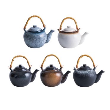 ZENS Japanese Teapot Set with Infuser, 27oz Modern Bentwood Handle ...