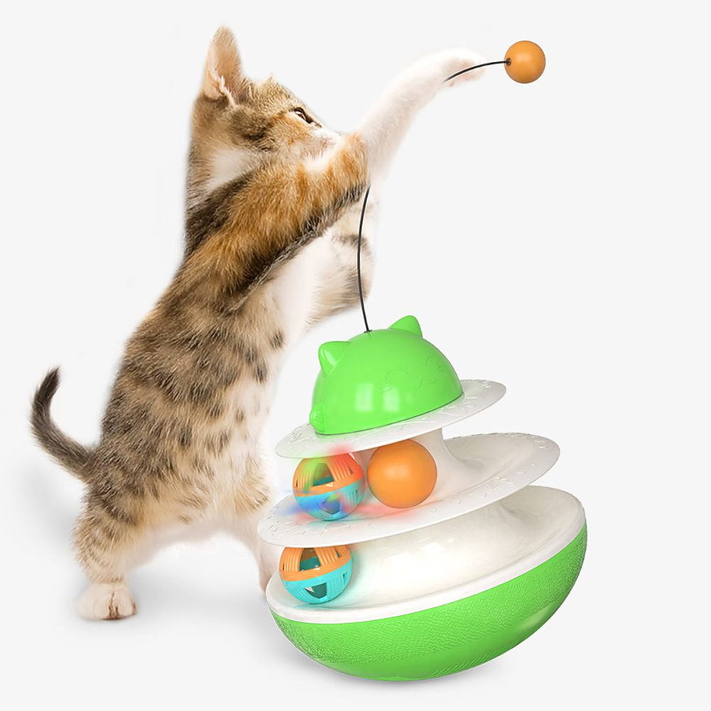 KYAIGUO Cat Toys, Roller 3 Tier Carousel Cat Toys, Colorful Ball ...