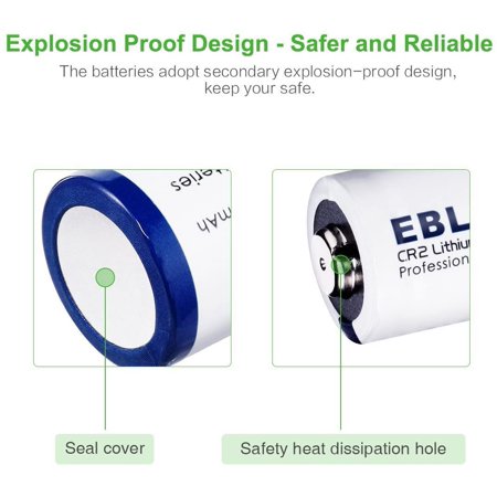 EBL CR2 Lithium Photo Batteries 3V with PTC Protection for Flashlight ...