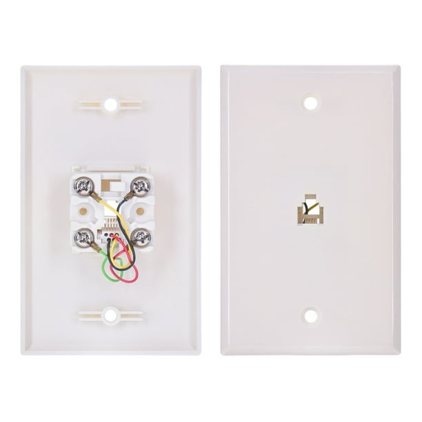 RJ11 Modular Telephone Single Port Wall Plate White, Smooth Face ...
