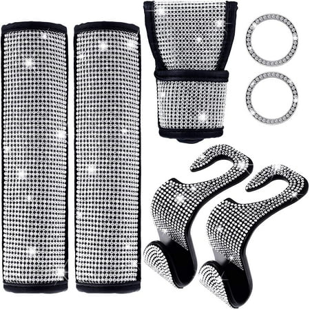 Wgthhk 7 Pieces Bling Car Accessories for Women, Include Bling Seat ...