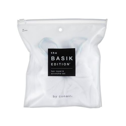 Conair Basik Edition Hair Towel and Scrunchie Set, White (55271 ...