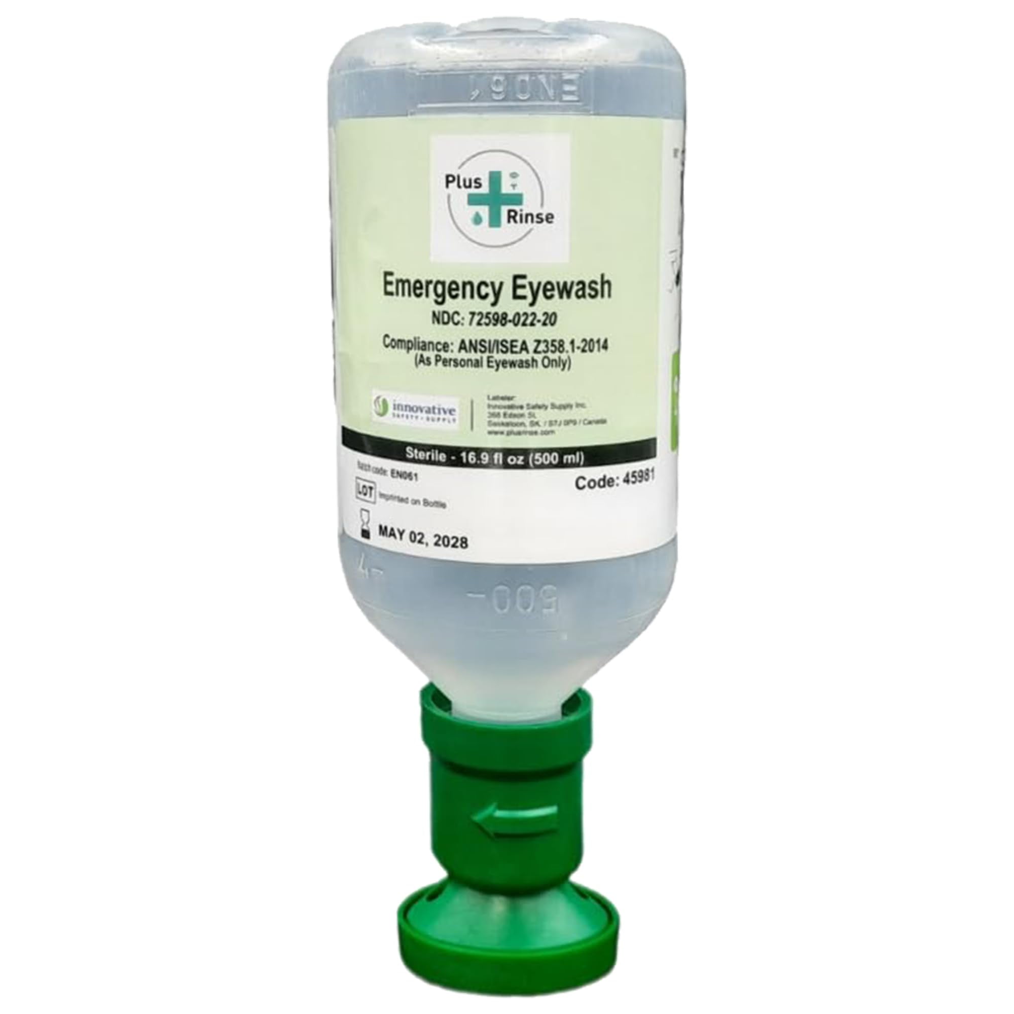 Solución salina estéril Eyewash Solution Plus Rinse, 500 ml, 2 con vaso ...