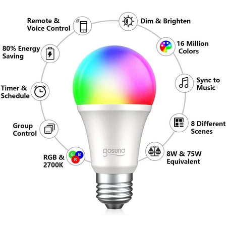 Smart LED Bulb WiFi Light Bulb, Works with Alexa, Google Home, Gosund ...