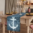 Blue Coastal Nautical Burlap Cotton Table Runner 13x60 Inches Long ...