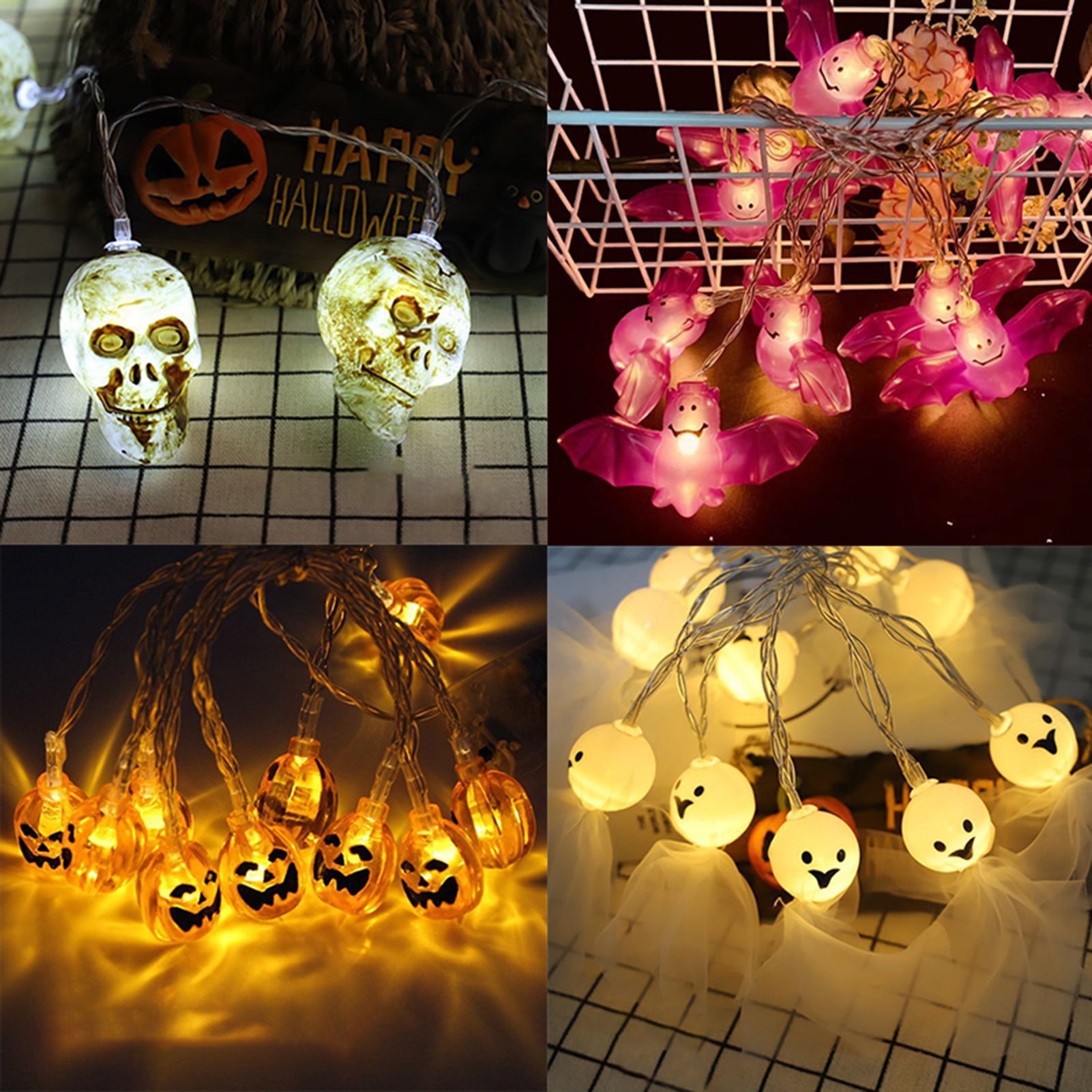 Hariumiu Decor Halloween Lights String Funny Cute Skeleton Ghost ...