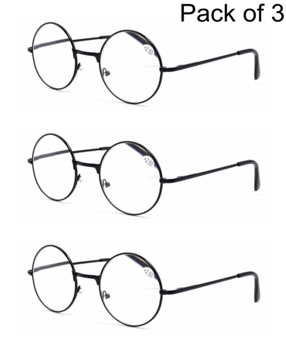 3 Pairs Reading Glasses Round Metal Vintage Retro Readers for Mens ...