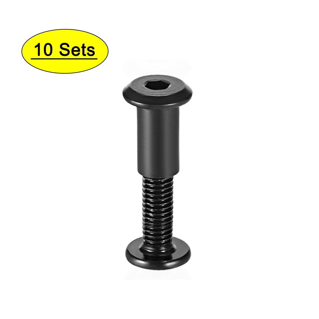 Uxcell M6x1.18'' Hex Socket Screw Post Carbon Steel Black 10 Sets ...