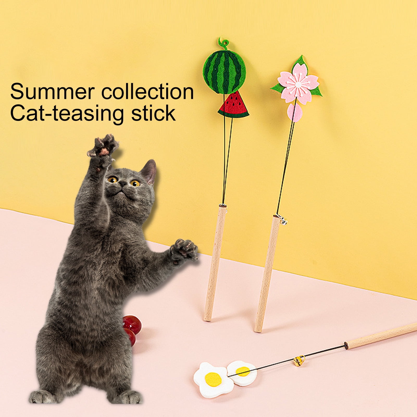Hesroicy Cat Teaser Wand Crisp Bell Interactive Funny Watermelon ...