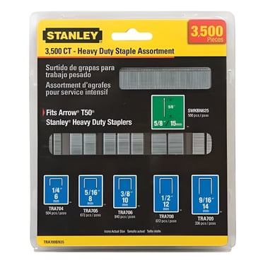 Stanley STHT71837 Crown Staple, 27/64 in W Crown, 1/2 in L Leg, Steel ...