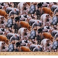 Cotton Farm Animals Cows Horses Pigs Sheep Geese Goats Rosters Chickens ...