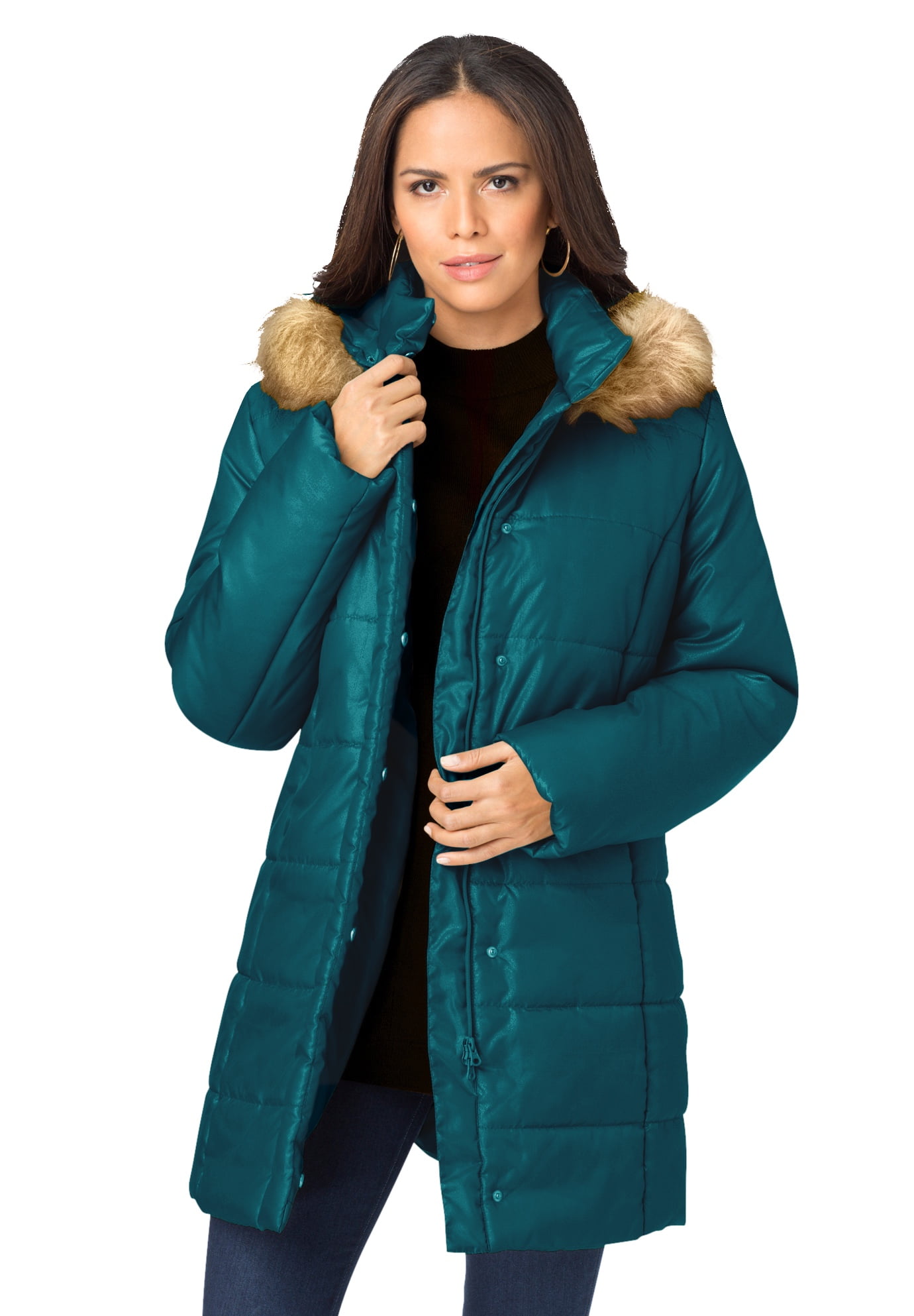 Roaman s Roaman s Women s Plus Size Classic Length Puffer Jacket With