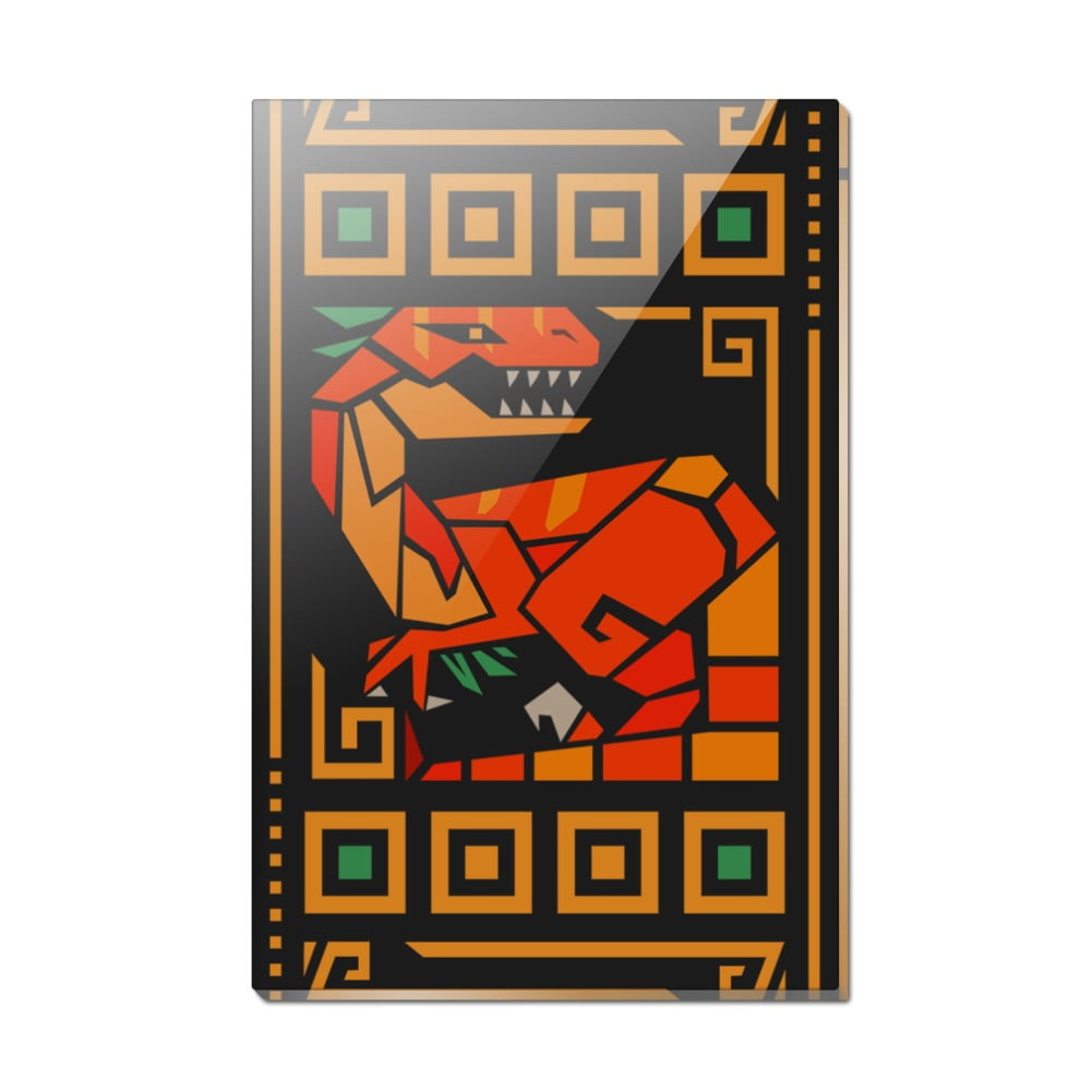 Geometric Velociraptor Raptor Dinosaur Aztec Mayan Style Rectangle ...