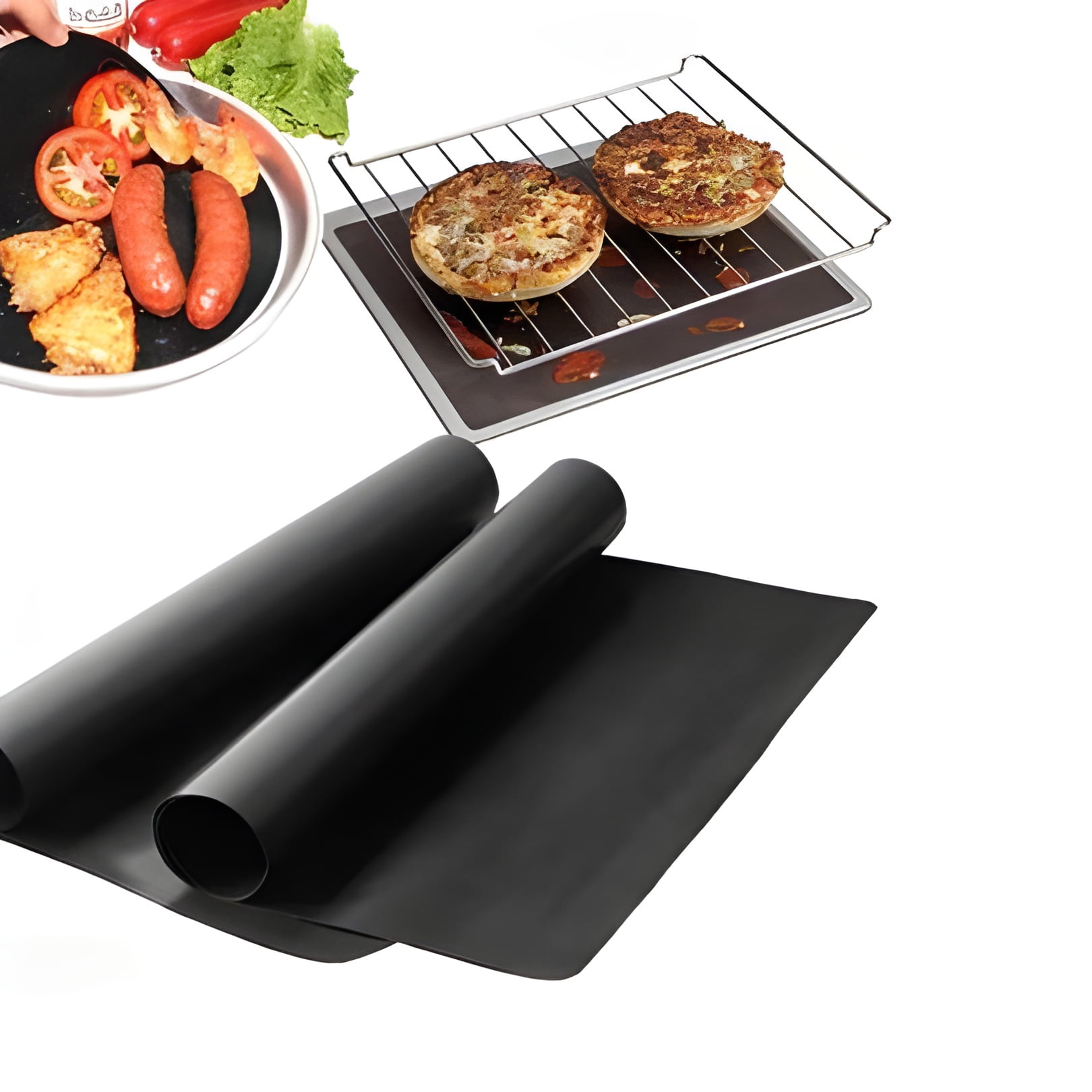 Better BBQ - Set of 2 Reusable Non-Stick Grill Mats, Black - Walmart.com